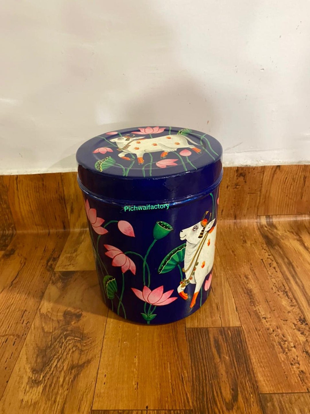 Hand Painted Canisters Steel Box Pichwai Boxes Food Storage Canister ...