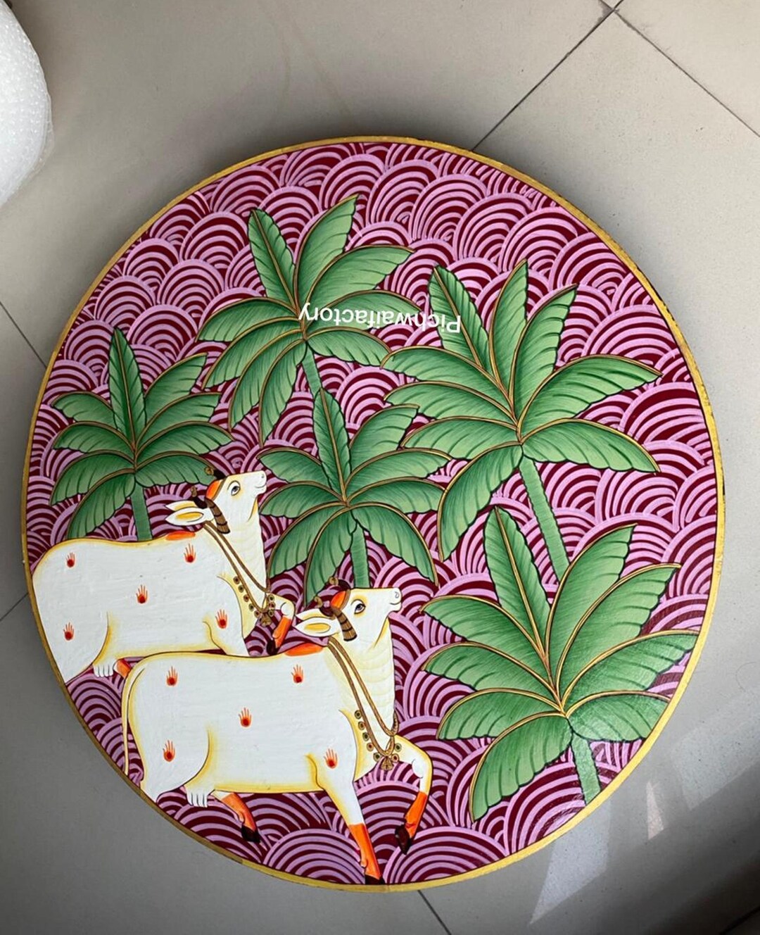 Wooden Pichwai Wall Plate Decorative Cow Plate Home Decor Hand Painted ...