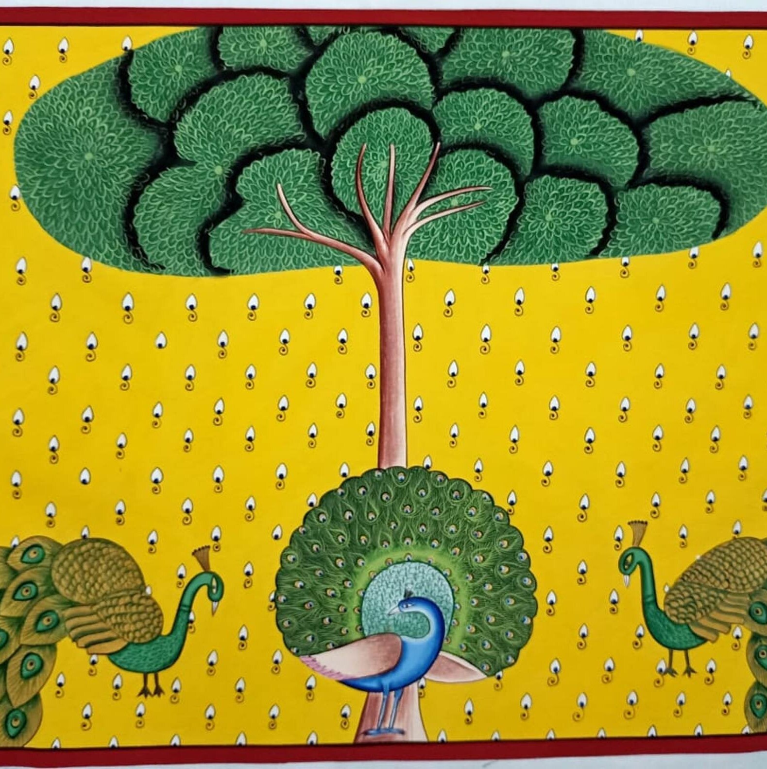 Pichwai Painting of Peacock and Tree Indian Art Traditional - Etsy