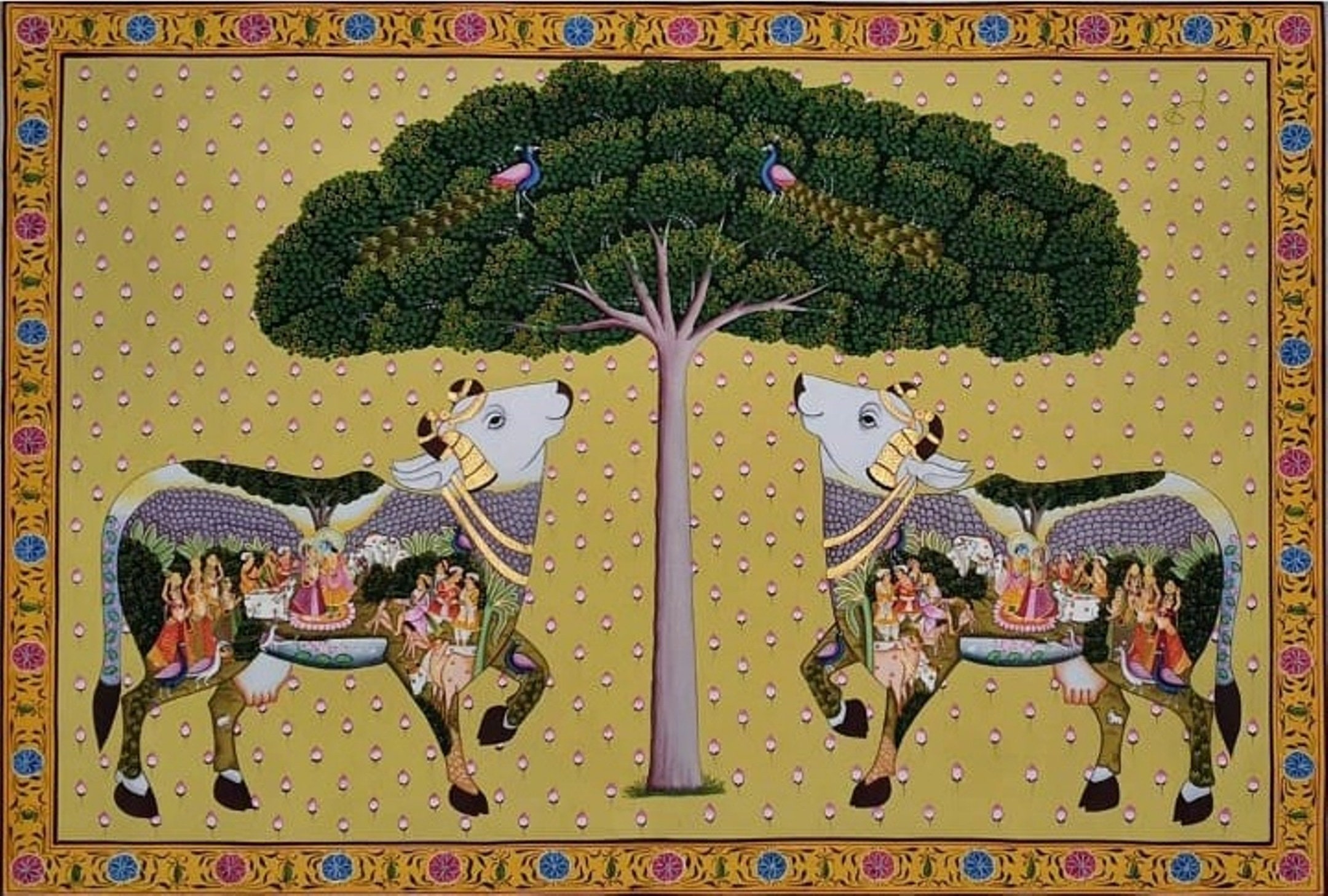 Pichwai Painting Kamdhenu Cows as Indian Traditional - Etsy