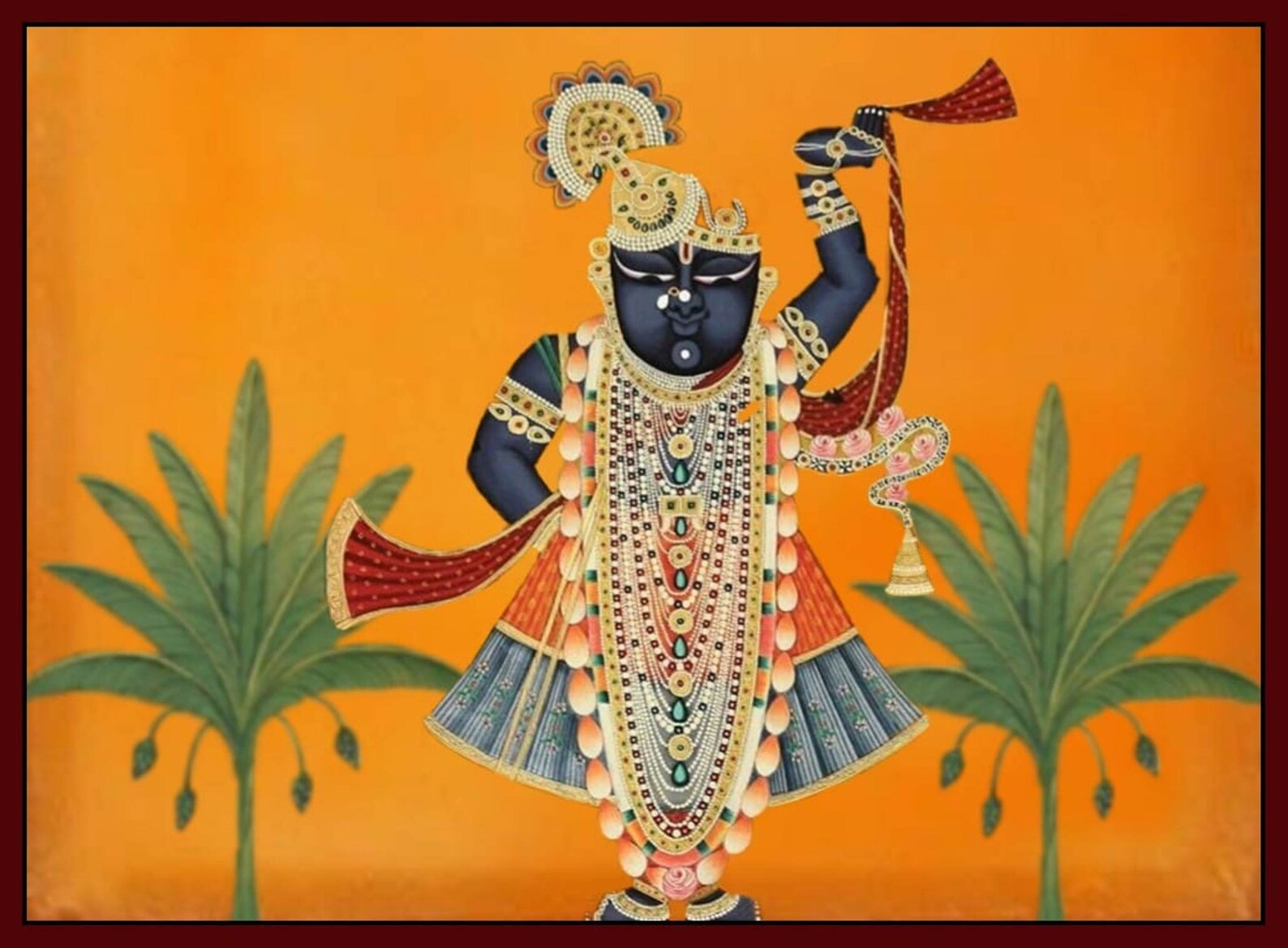 Buy Pichwai Painting of Shreenathji With Tree on Cloth Modern Online in ...