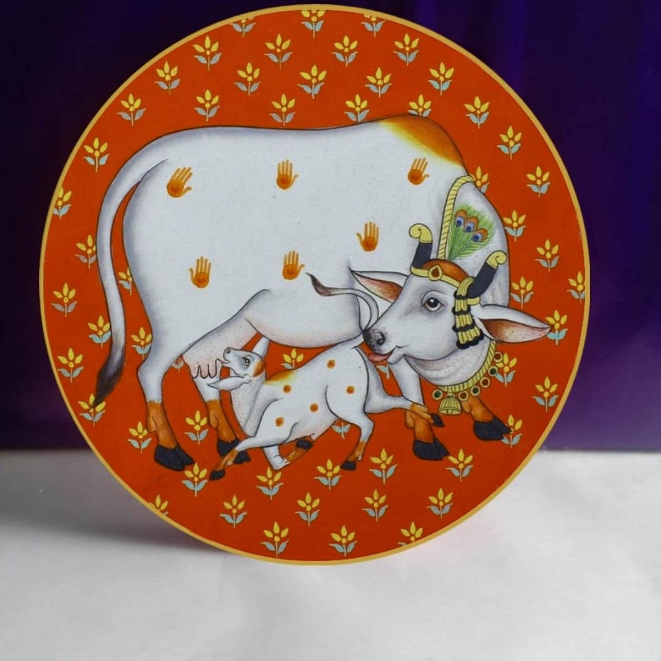 Decorative Hand Painted Pichwai Plate For Home Decor | Etsy