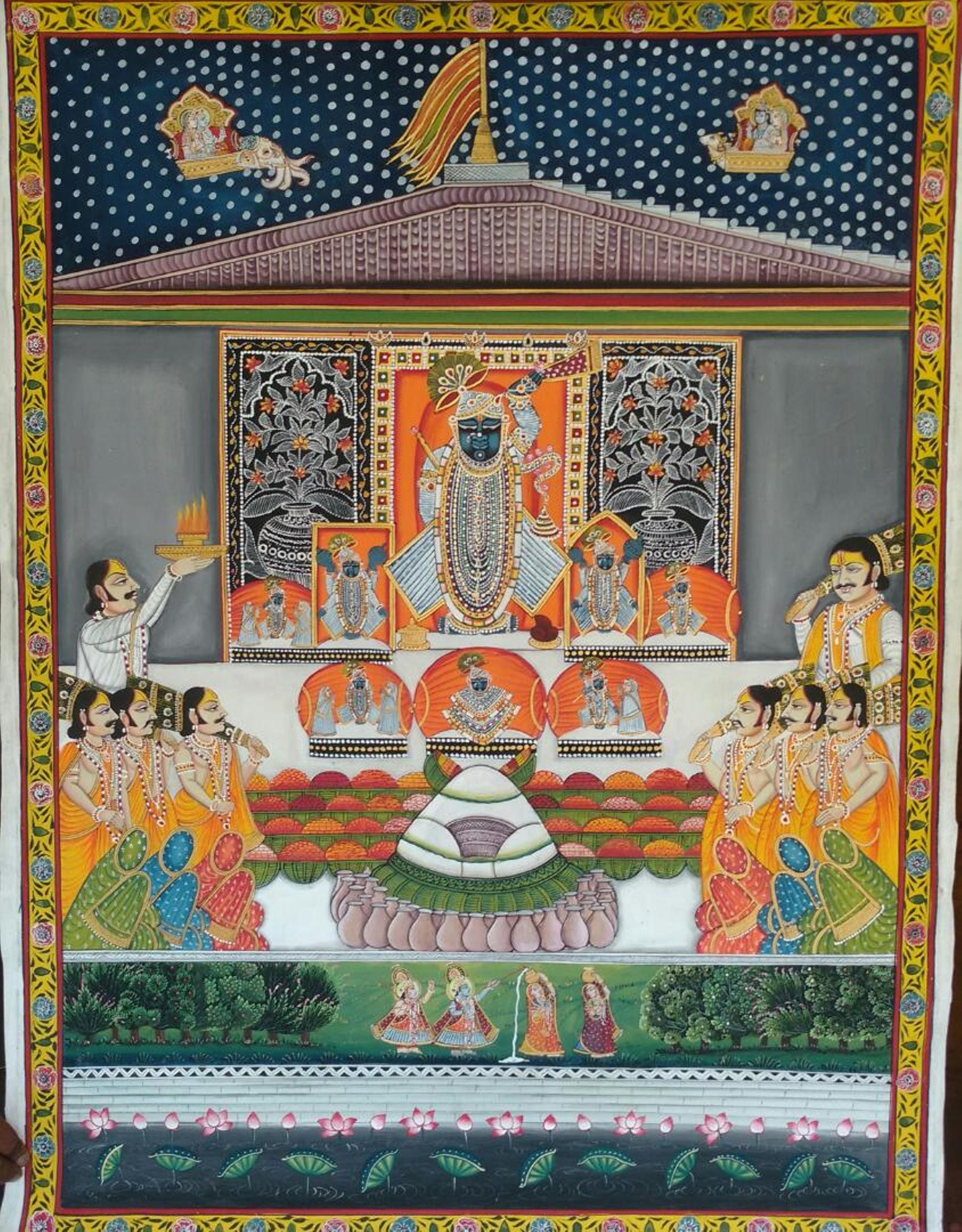 Pichwai Painting of Shrinathji Ankoot Handpainted on Cloth Old - Etsy