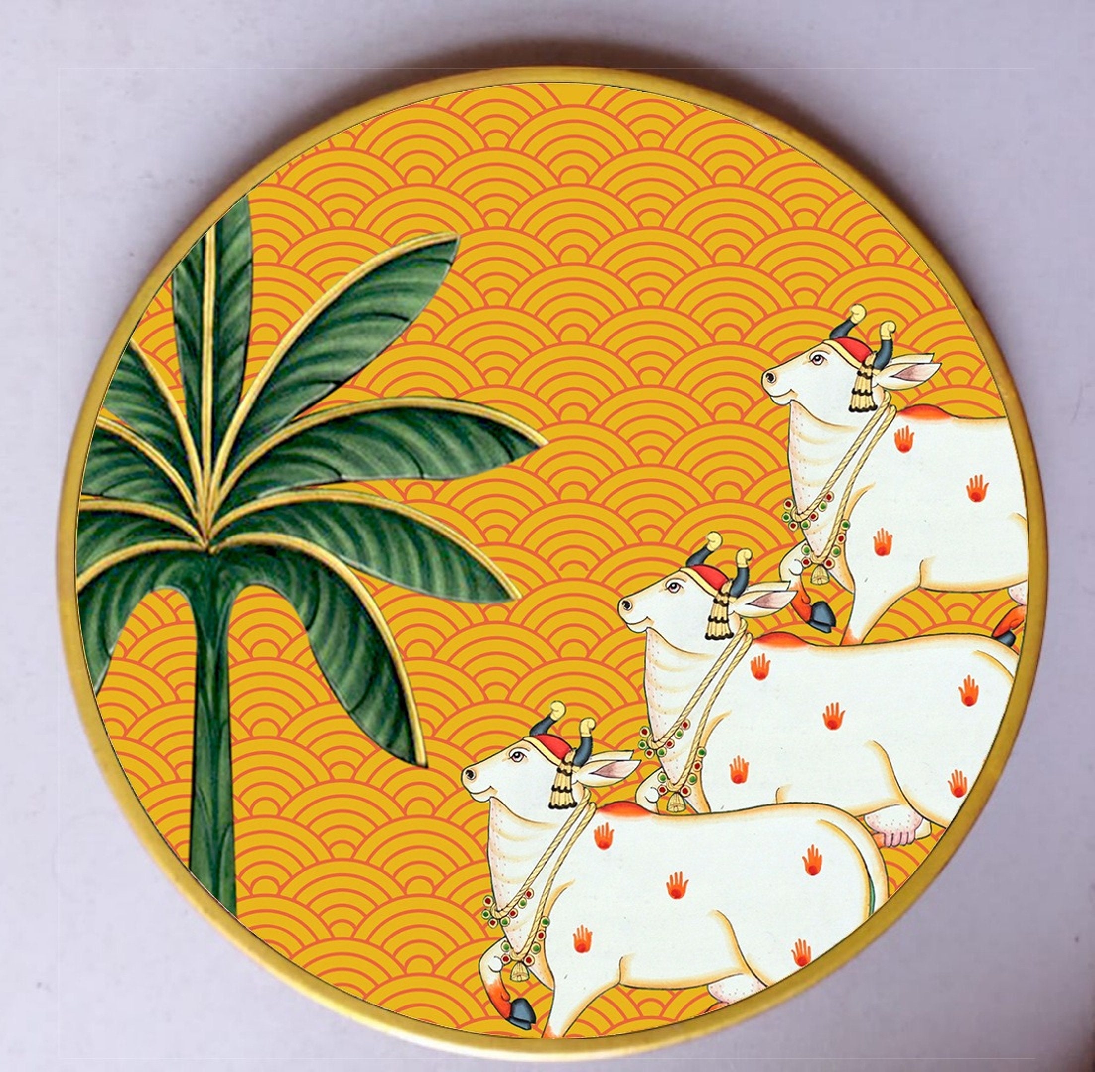 Hand Painted Wall Plates Cows Tree Hand Painted Artwork - Etsy