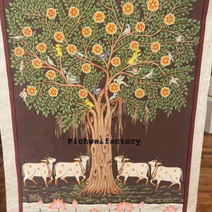 Life of Tree Painting Pichwai Painting Hand Painted on Cloth - Etsy