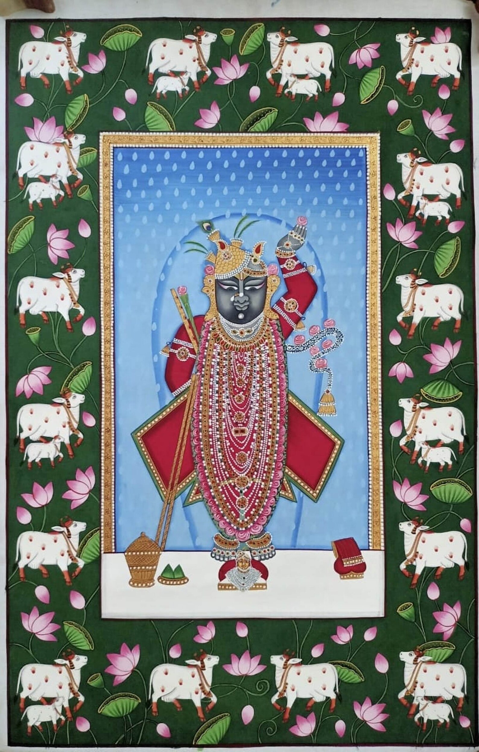 Pichwai Painting Shrinathji Darshan Hand Painted on Cloth Indian Art ...