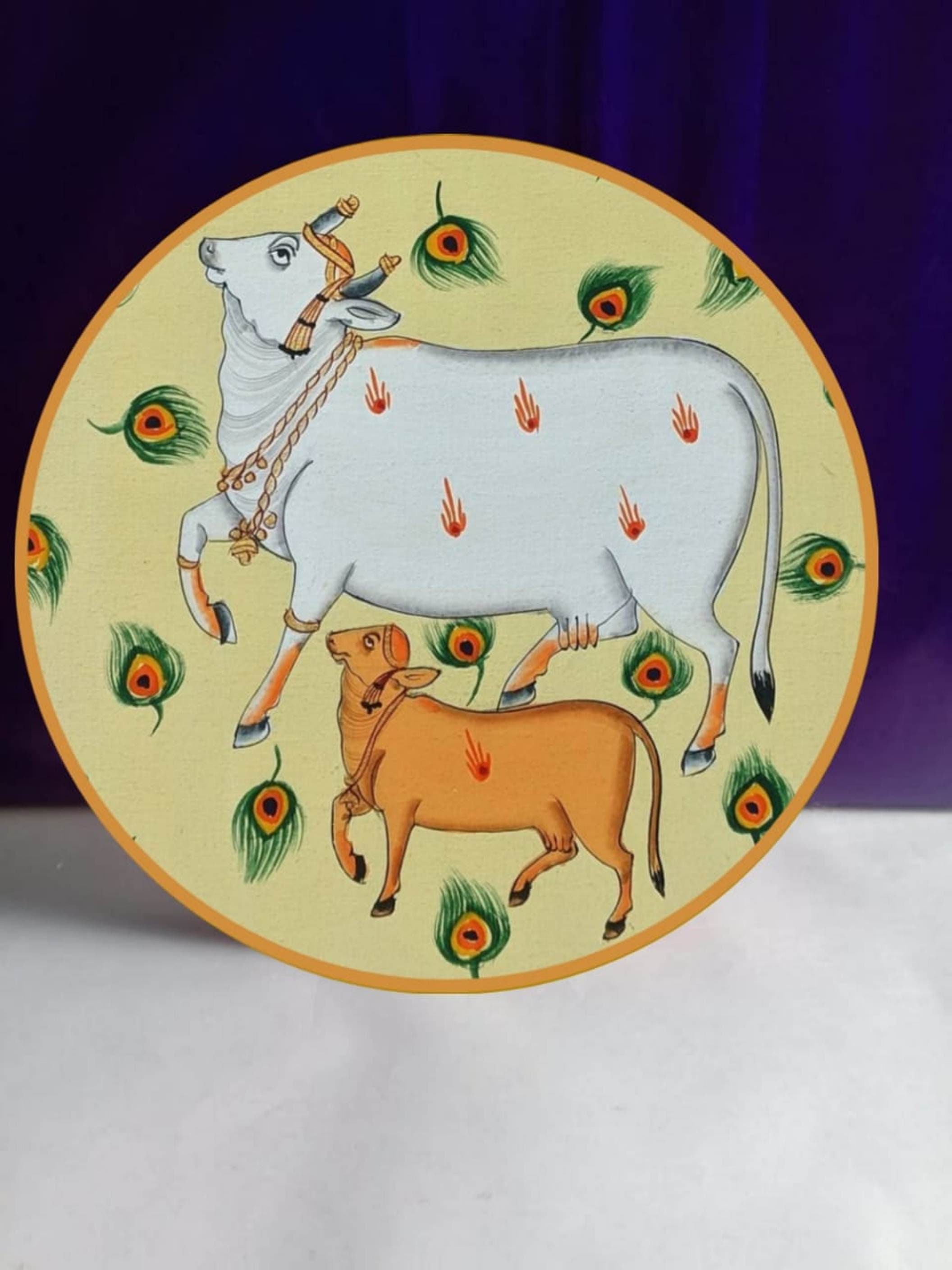 Wooden Pichwai Wall Plate Hand Painted Wooden Plate Home - Etsy