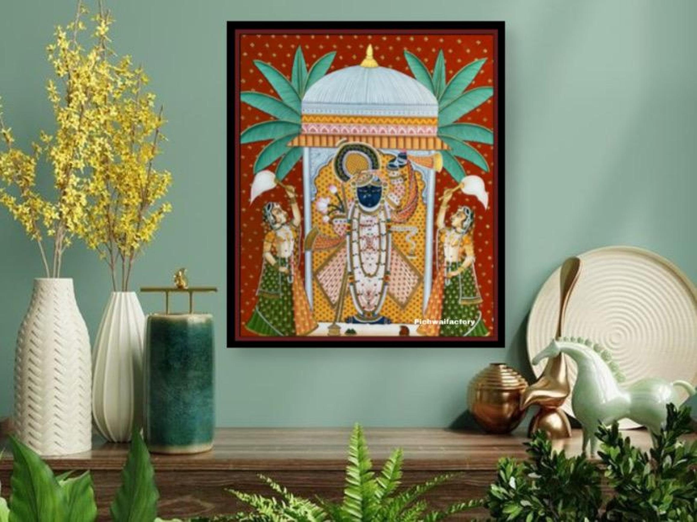 Shrinathji Pichwai Painting With Gopies Handpainted Artwork - Etsy