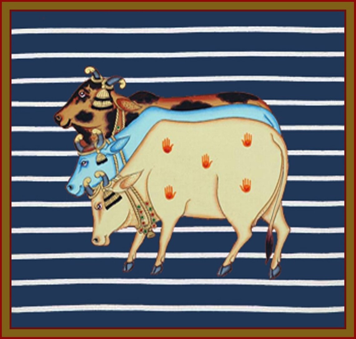 Set of 2 Pichwai Painting of Cow for Home Decor Modern Pichvai - Etsy India