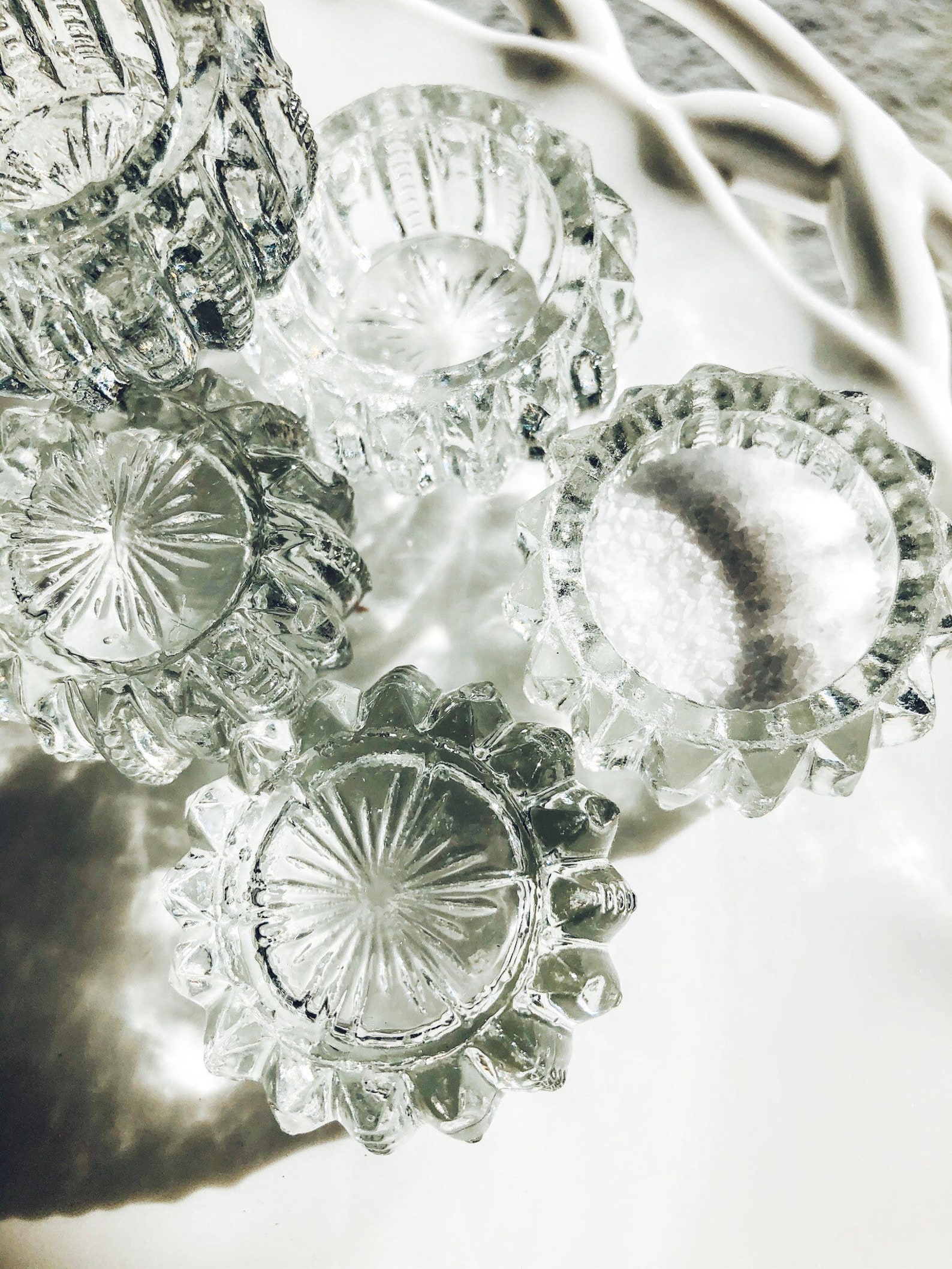 Vintage Cut Crystal with Starburst Pattern Salt Cellars-Set of | Etsy