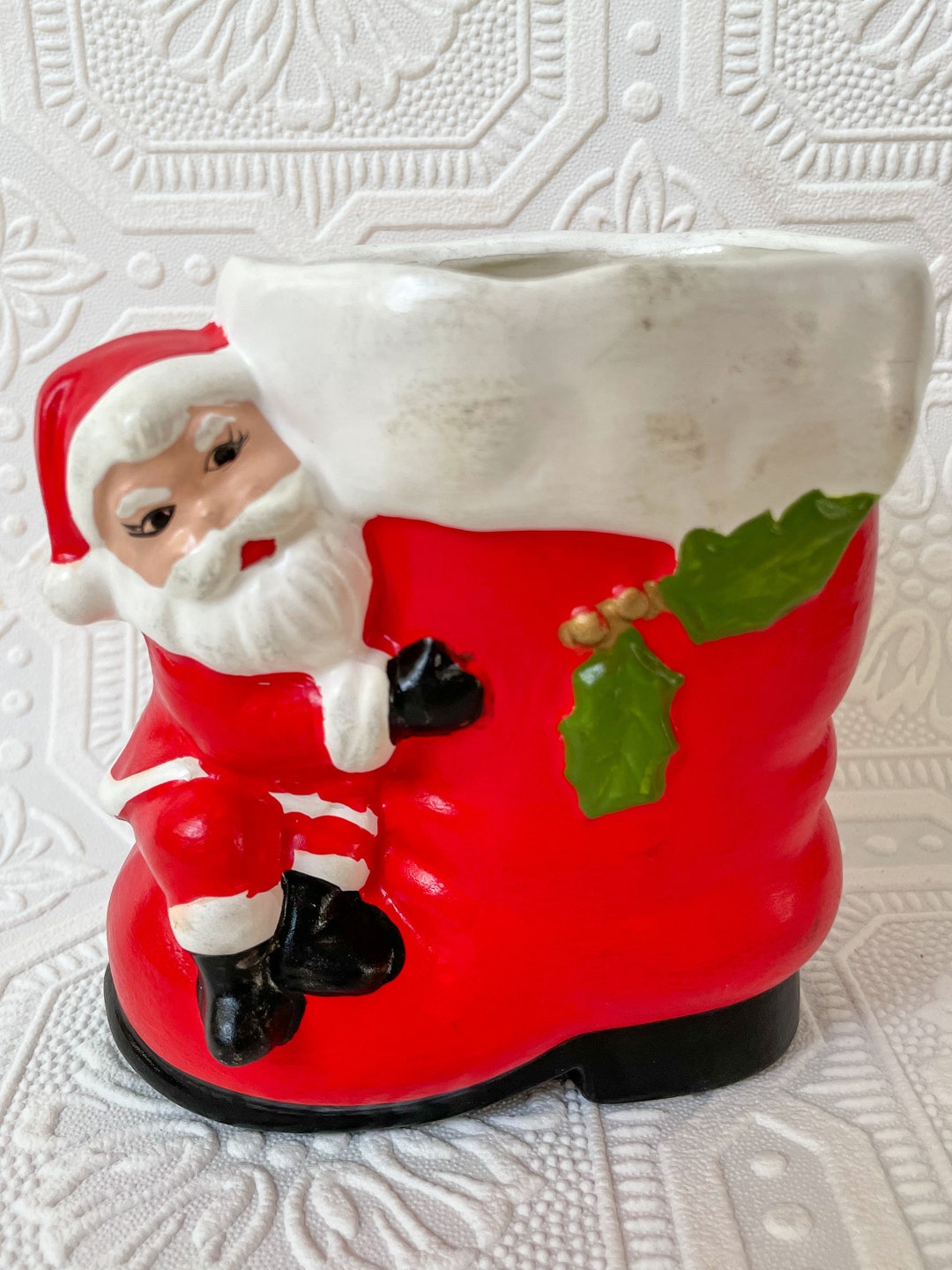 Homemade Vintage Ceramic Santa Boot - Etsy