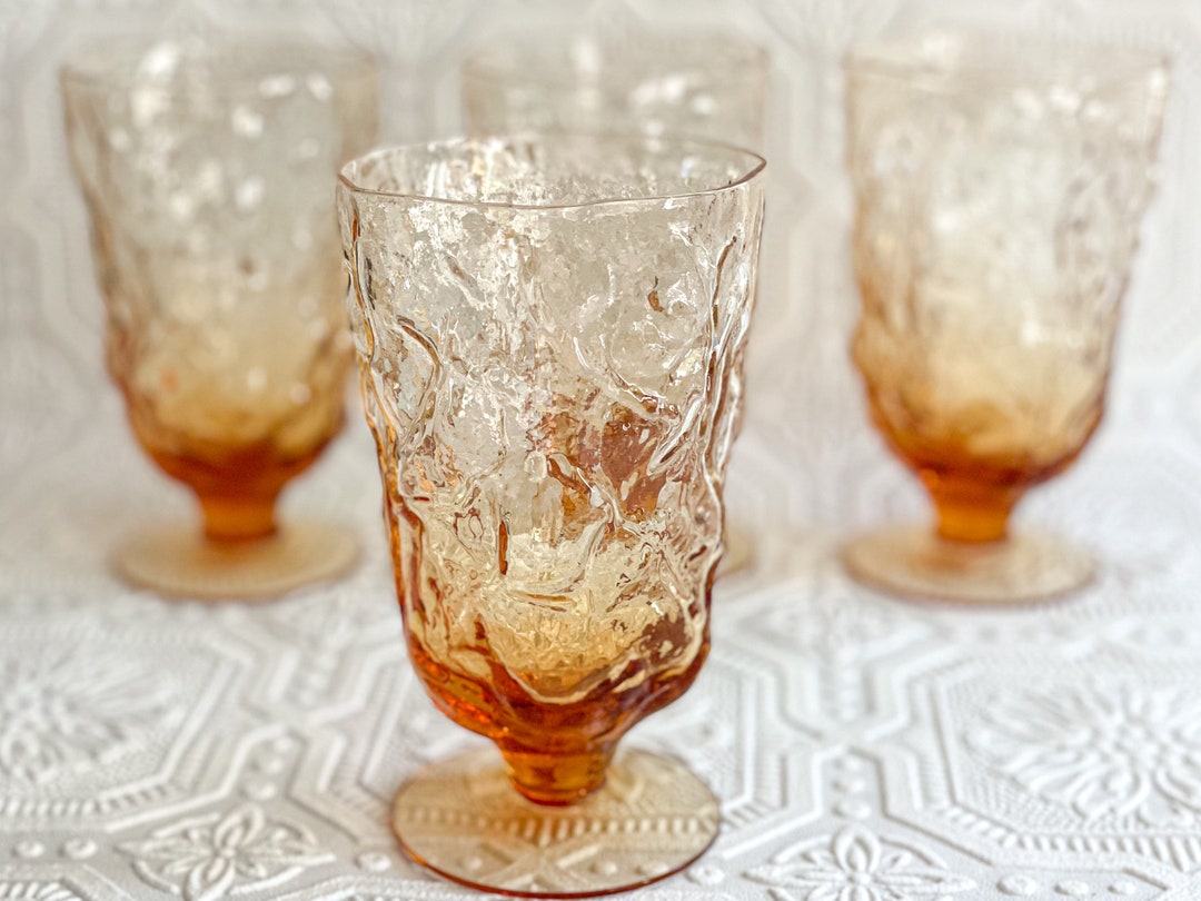 Vintage Driftwood Amber Water Goblets by Seneca~ Set of 4 - Etsy