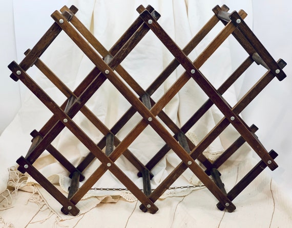 Vintage Wooden Accordion Folding Wine Rack | Etsy