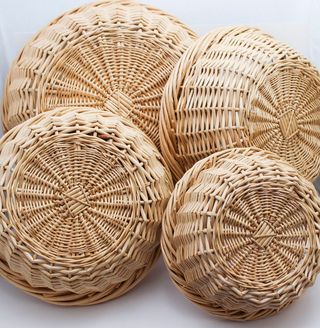 Set of 4 Round Wicker Nesting Baskets. - Etsy