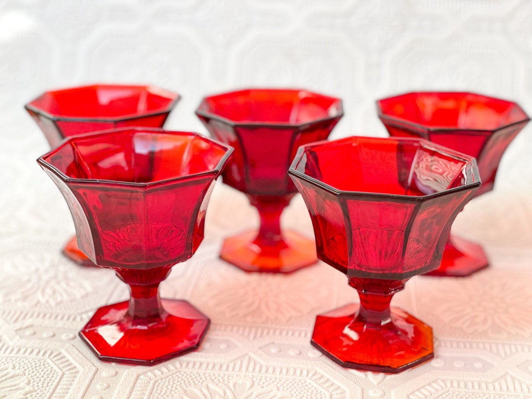 Vintage Independence Glass Amberina Ruby Red Octagonal - Etsy