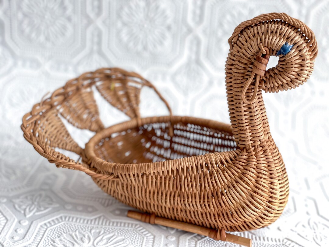 Swan Wicker Basket - Etsy