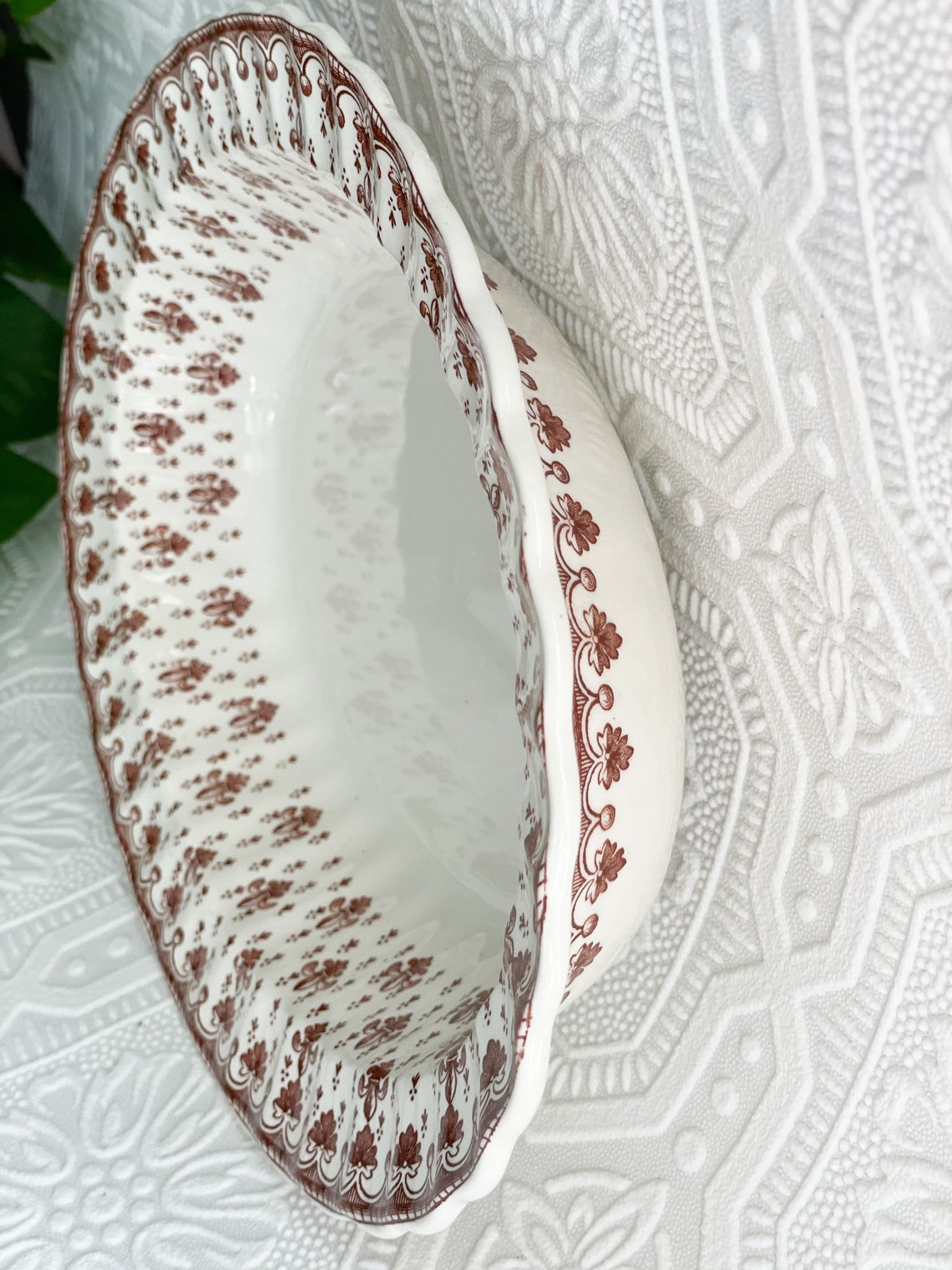 Spode Copeland Brown Fleur De Lis PatternMade in England Oval | Etsy