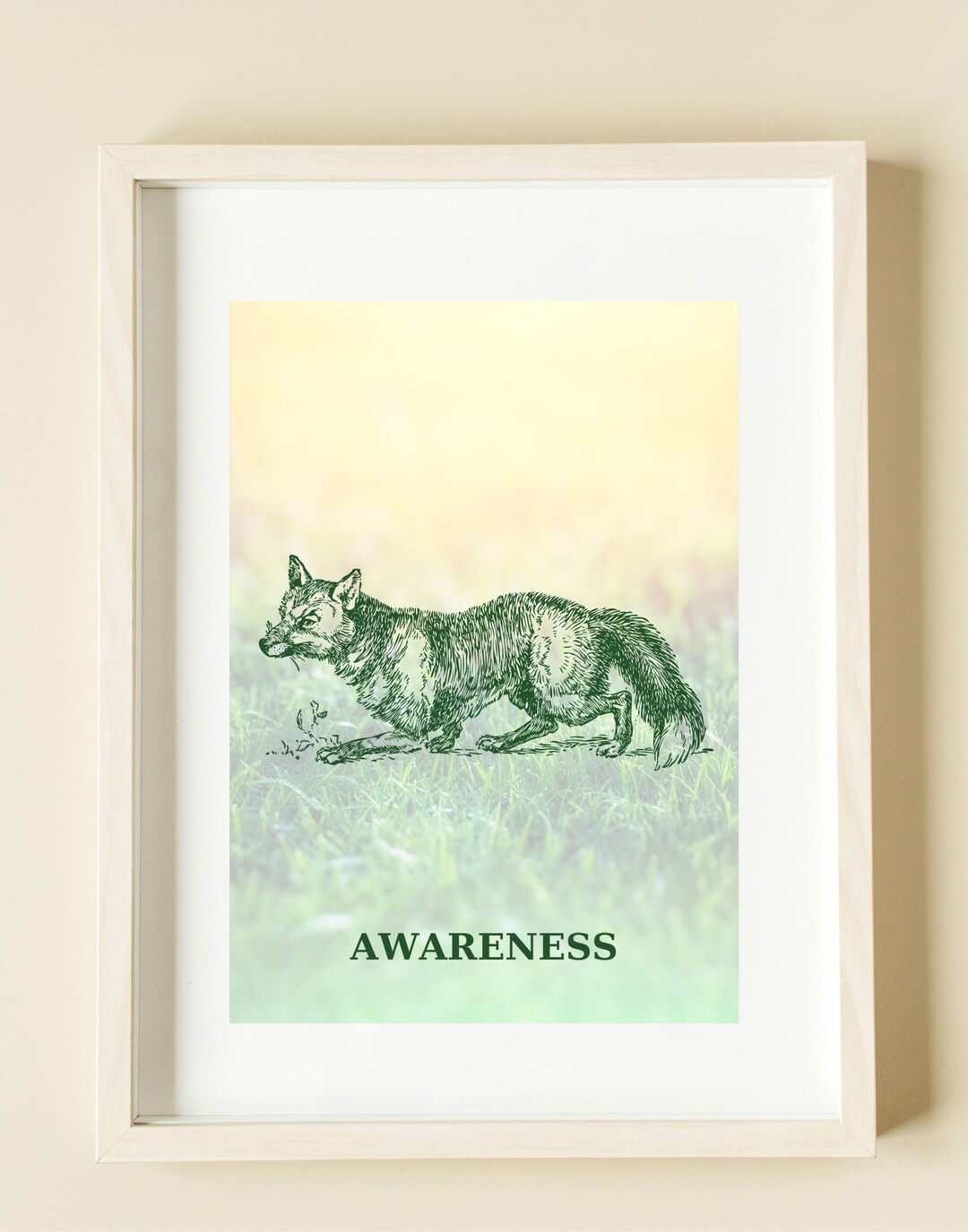 Green Fox Drawing, Wall Art, Instant Download Prints, Awareness ...