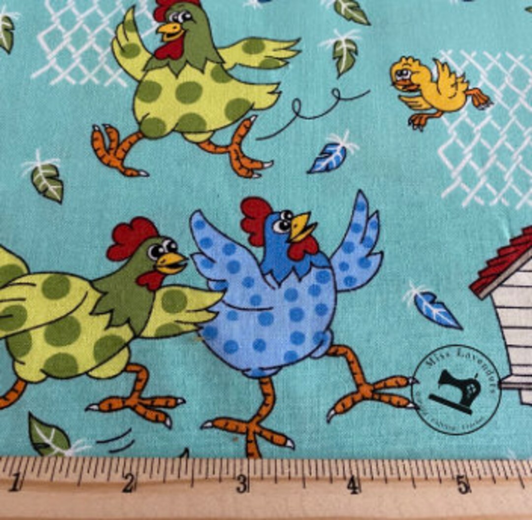 Farm Fun Chicken Print Fabric | Quilting | Sewing | Dress Making | 100 ...