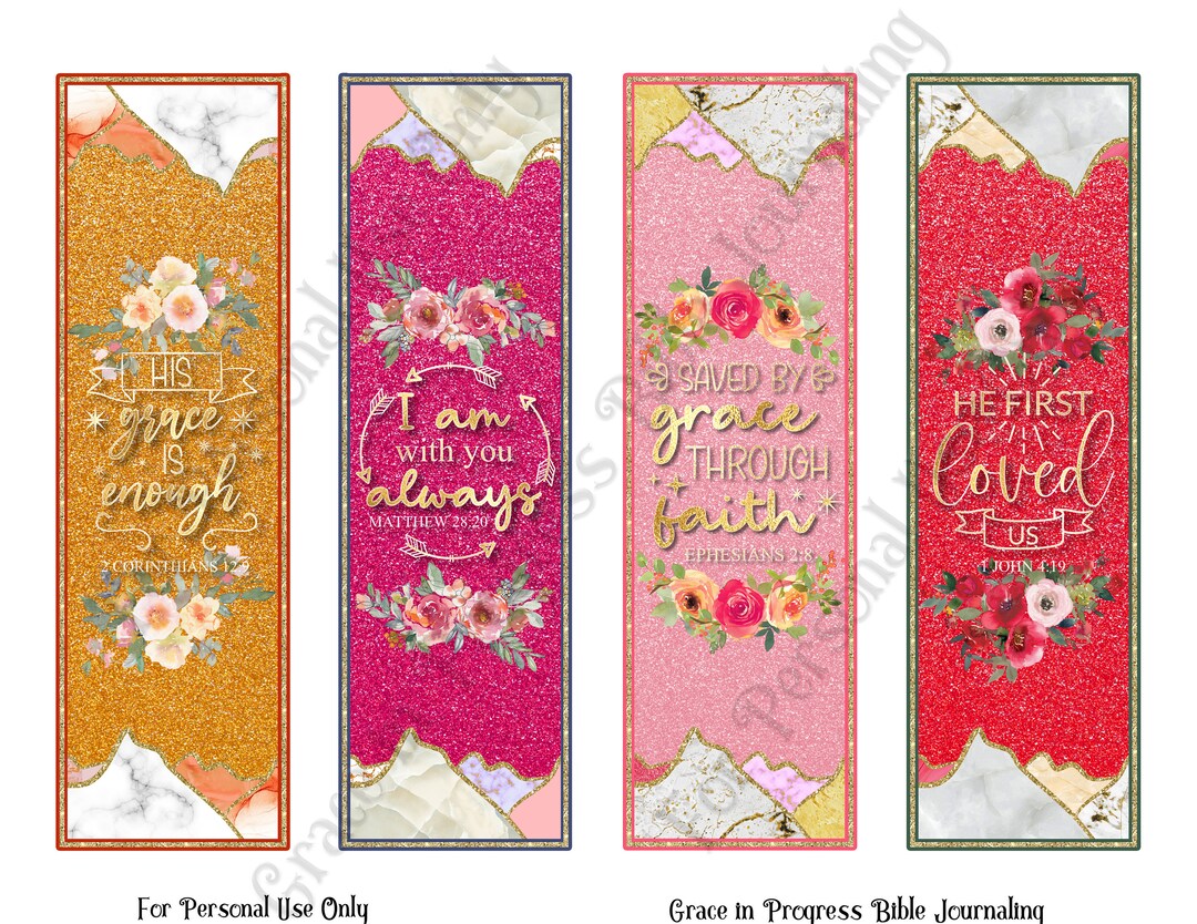 Floral Scripture Bookmark Set, Bible Bookmarks, Bible Verse Bookmarks ...