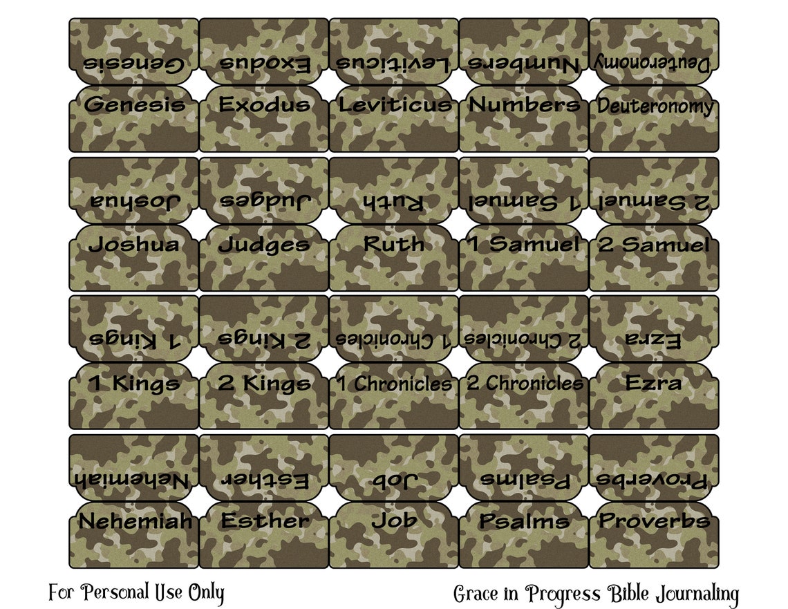 Hunting Bible Tabs, Camouflage Study Bible Tabs, Military Printable ...