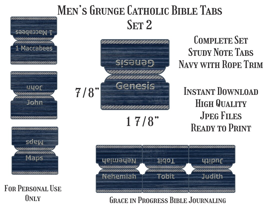 Men's Catholic Large Print Bible Tabs, Catholic Bible Tabs, Double ...