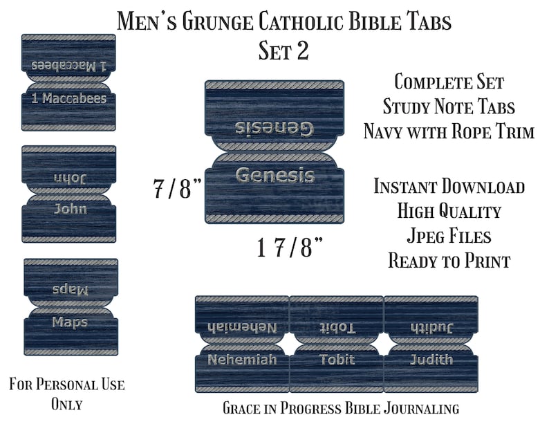 Men's Catholic Large Print Bible Tabs, Catholic Bible Tabs, Double ...