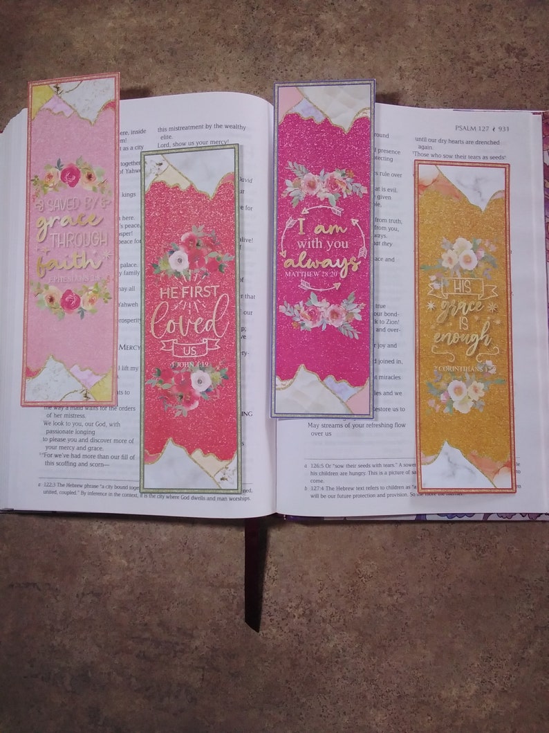 Floral Scripture Bookmark Set, Bible Bookmarks, Bible Verse Bookmarks ...