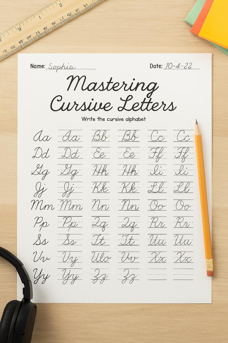 Cursive Handwriting Practice: Alphabet Tracing Worksheet (digital ...