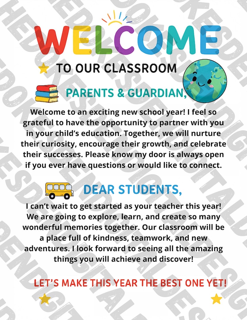 Welcome Back to School Letter: Printable Classroom Introduction (PDF ...
