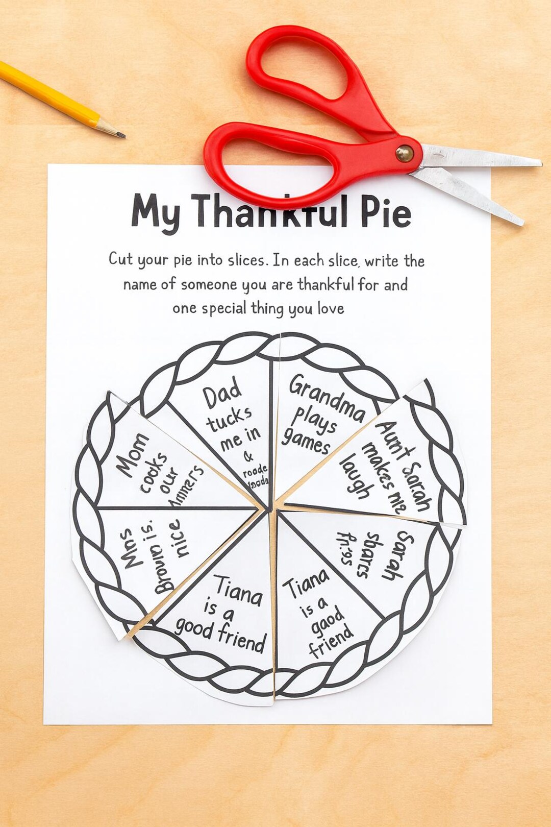 My Thankful Pie – Printable Thanksgiving Gratitude Worksheet for Kids ...