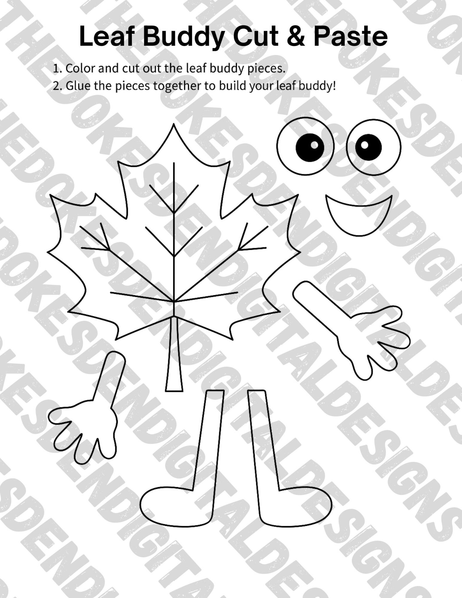 Leaf Friend Craft for Kids – Printable Fall Cut & Paste Project - Etsy