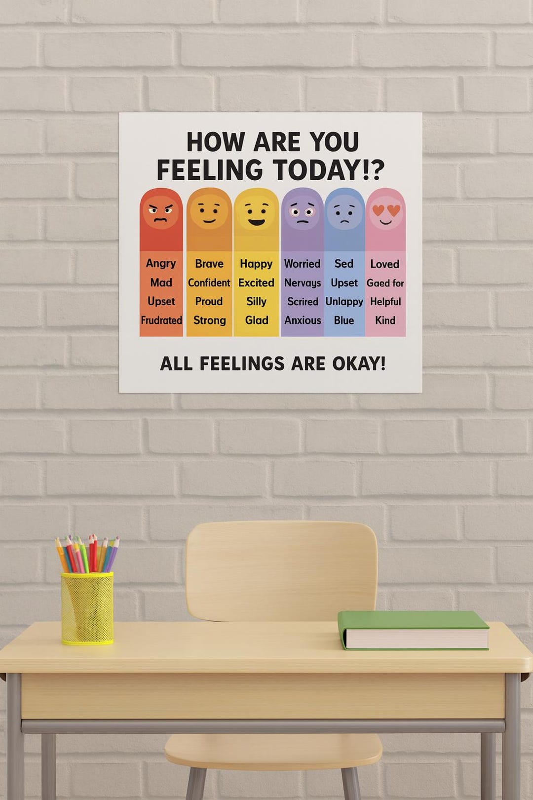Feelings Chart Poster: SEL Printable Emotions for Kids (PDF Download 8 ...