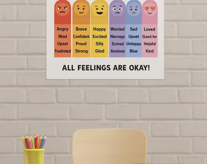 Feelings Chart Poster for Kids: Social Emotional Learning (digital ...