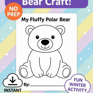 Fluffy Polar Bear Craft | Winter Cotton Ball Activity (PDF Pattern) - Etsy
