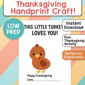 Thanksgiving Handprint Turkey Craft – Printable Classroom Activity for ...