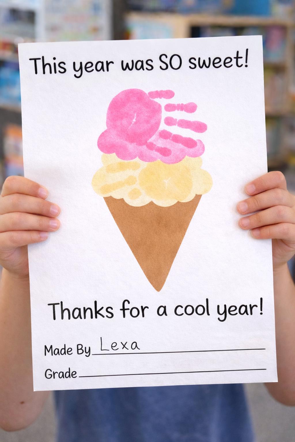 End of Year Ice Cream Handprint Craft – Preschool Kindergarten Keepsake ...