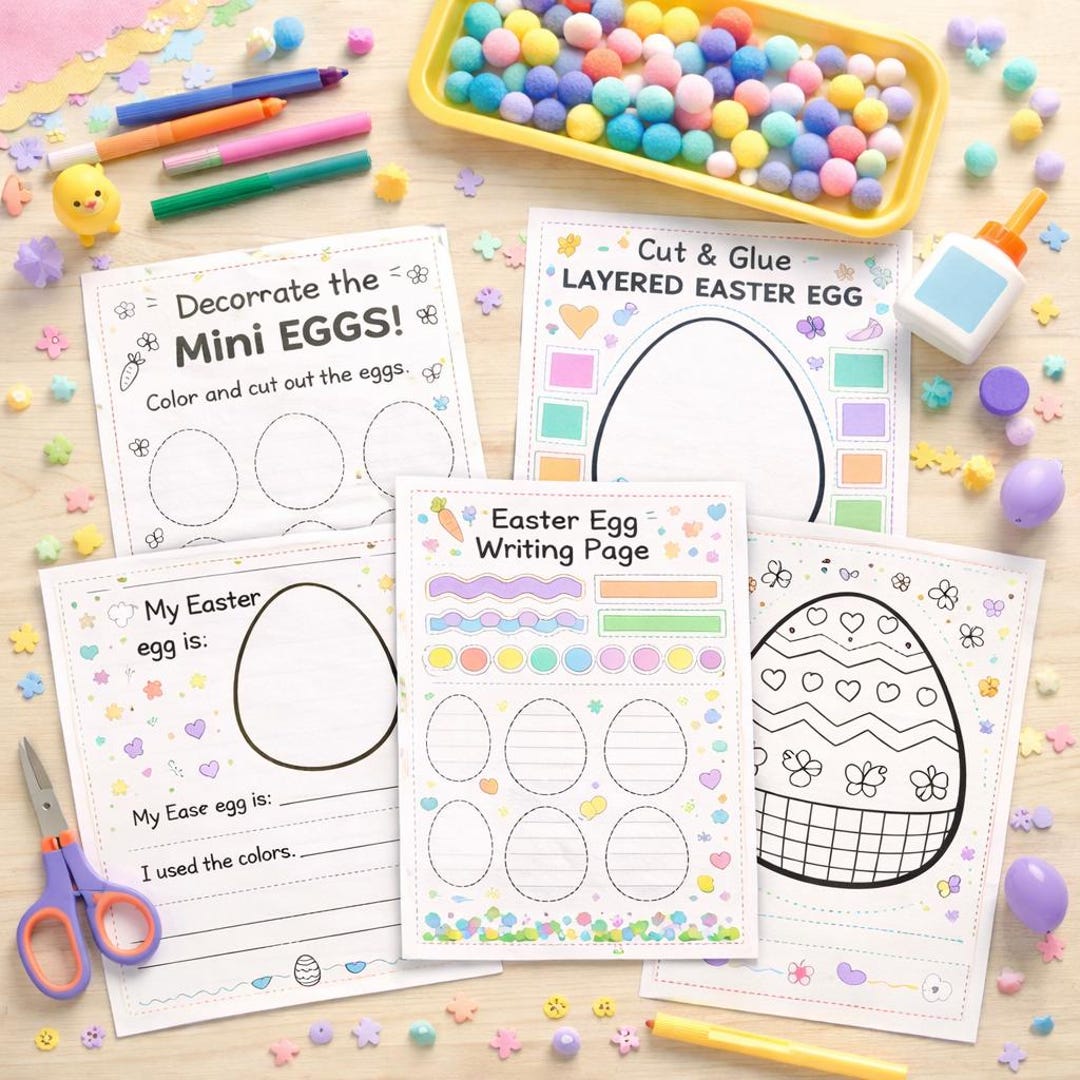 Easter Egg Craft Pack | Coloring, Cut & Glue, Fine Motor Activity ...