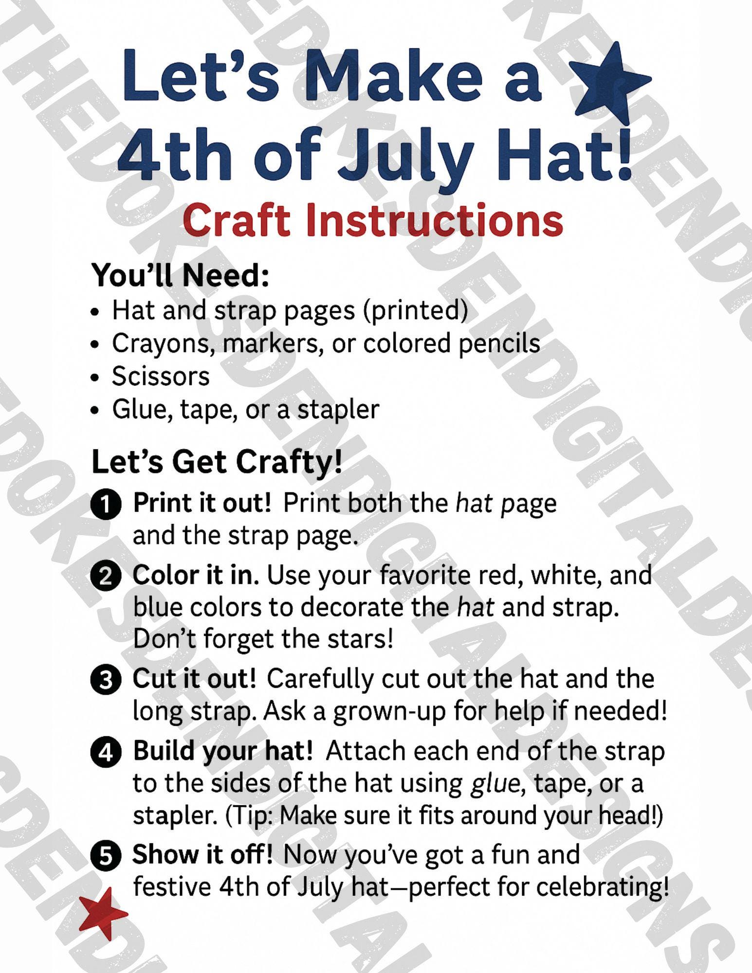 Patriotic Hat-making Fun! | Instant Download | Printable Fourth of July ...