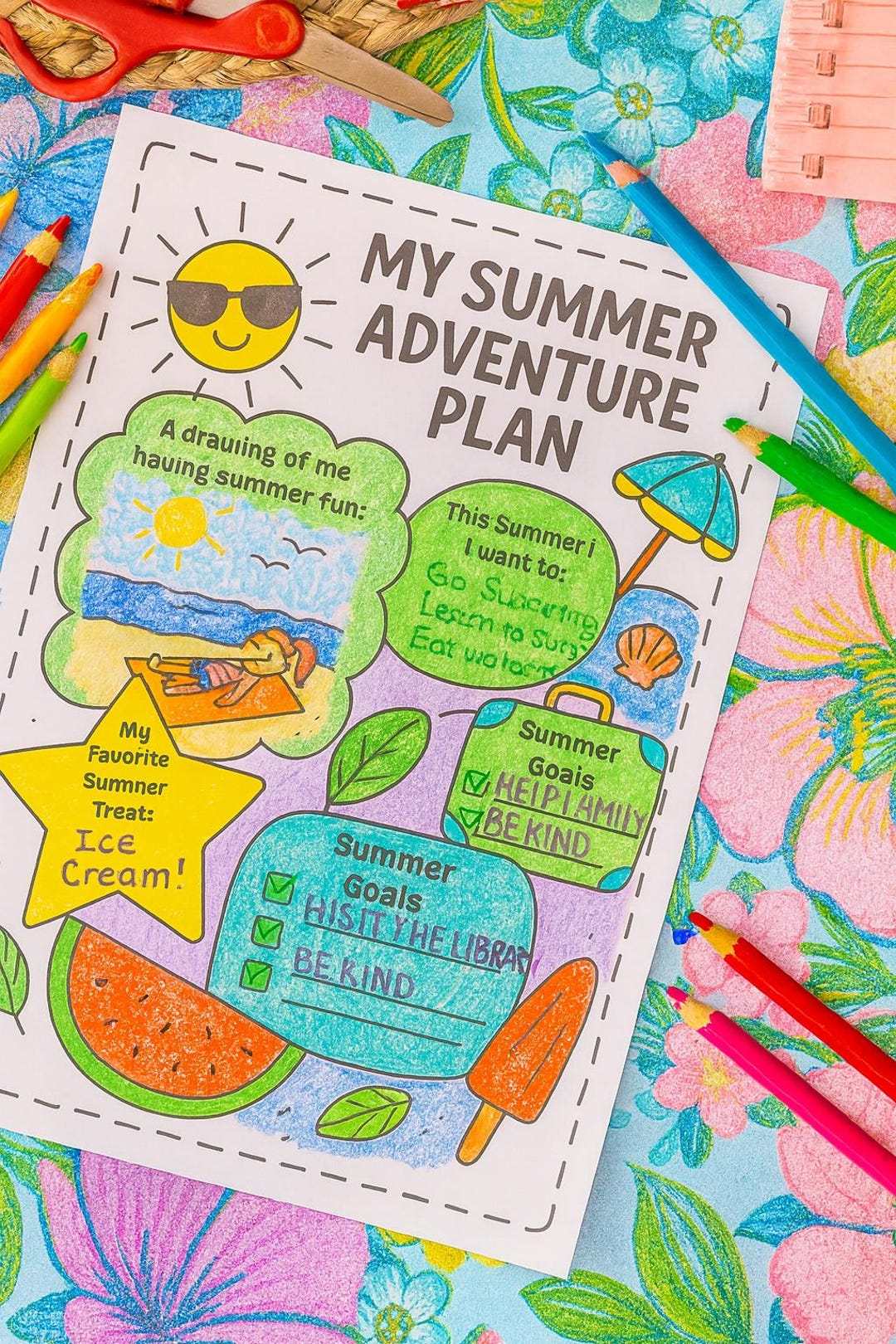 Summer Adventure Plan Printable for Kids | Summer Activity | Instant ...