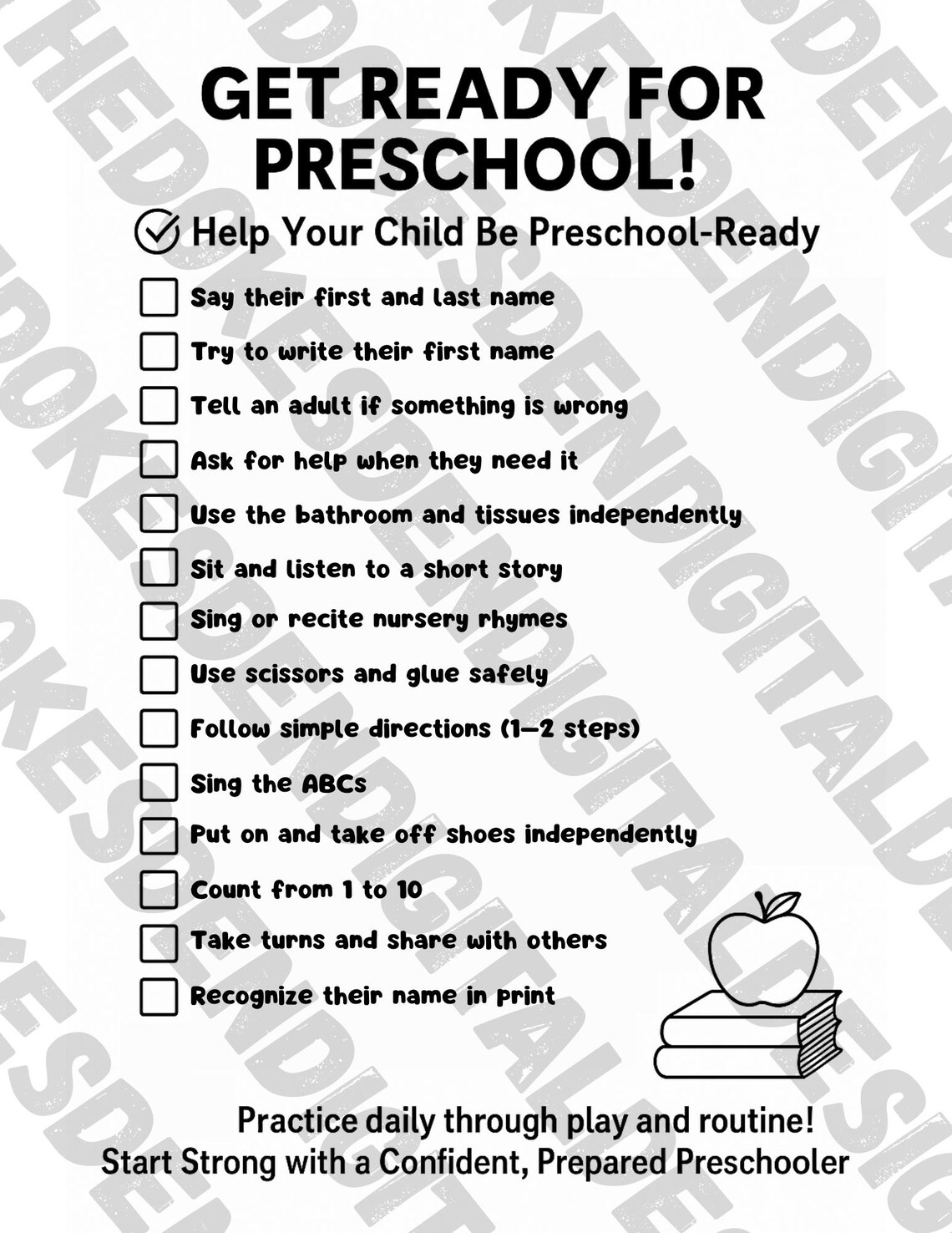 Preschool Readiness Checklist Printable: Teacher Resource (US Letter, Digital Download) - Etsy