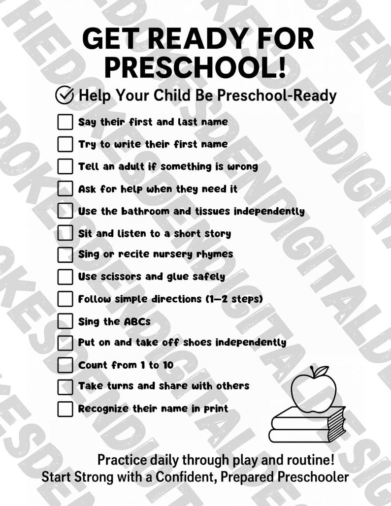 Preschool Readiness Checklist Printable: Teacher Resource (US Letter ...