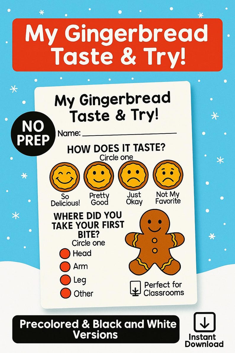 Gingerbread Taste & Try Worksheet | Cookie Taste Test Activity ...