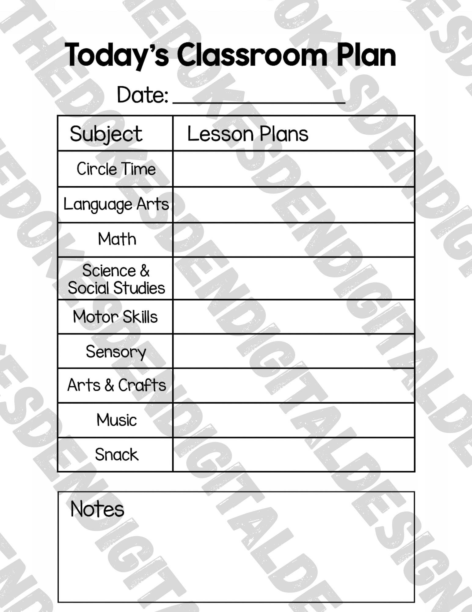 Preschool & Kindergarten Daily Lesson Plan Template (printable Digital ...
