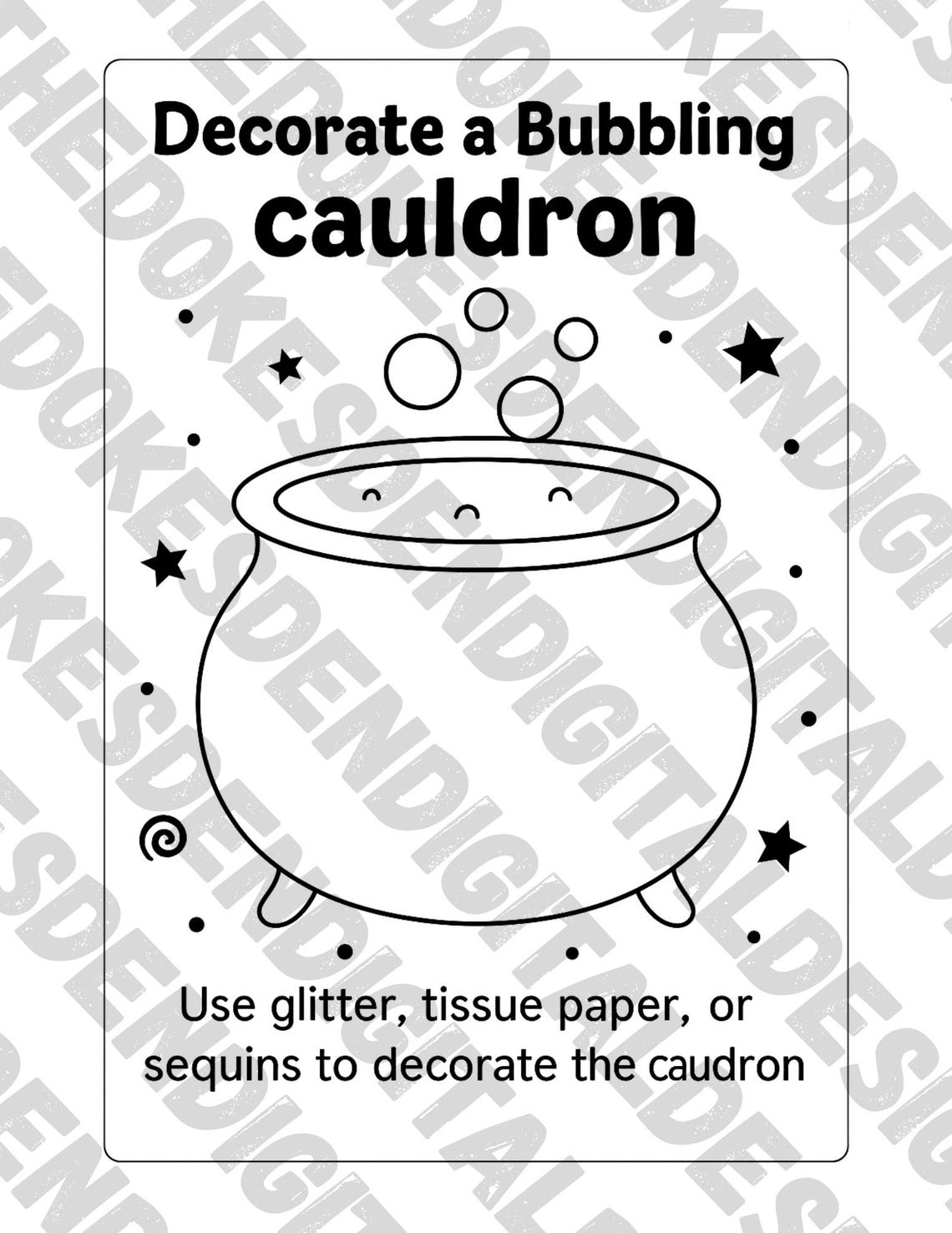 Printable Decorate a Spooky Cauldron Craft for Kids - Etsy