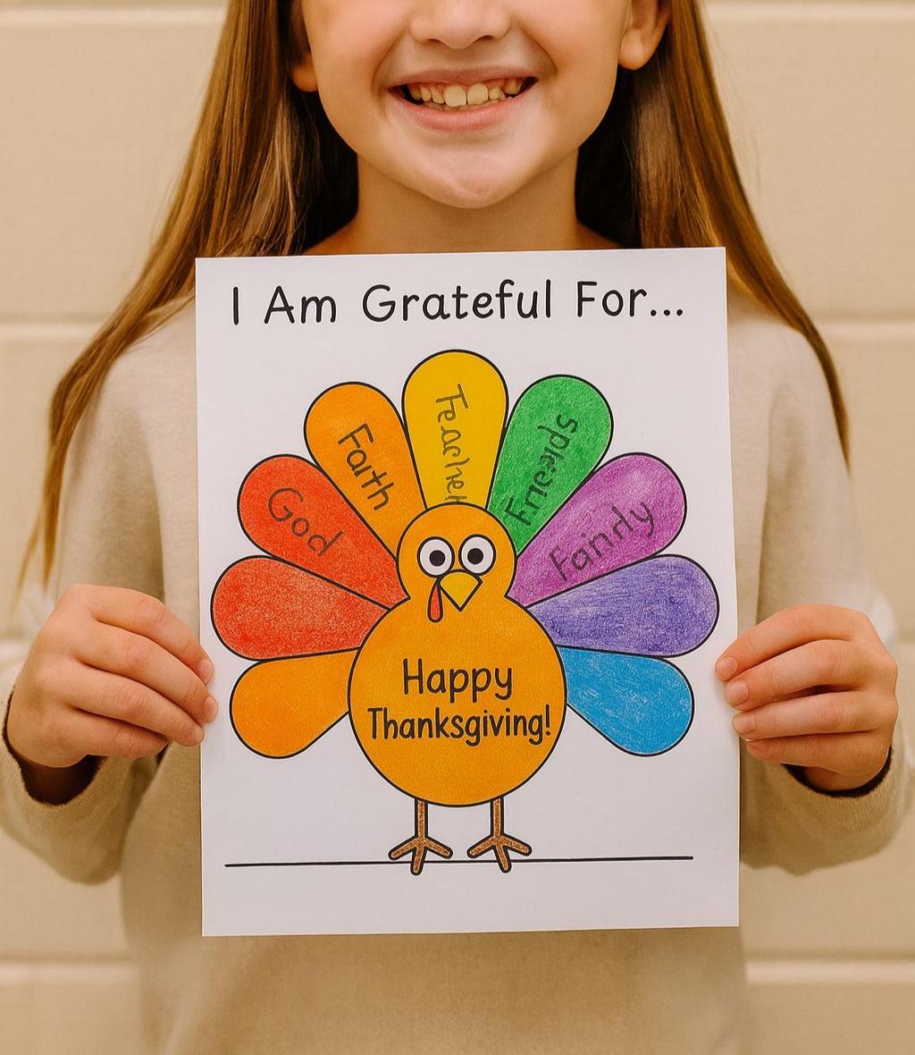 I Am Grateful for Turkey Activity | Printable Thanksgiving Worksheet ...