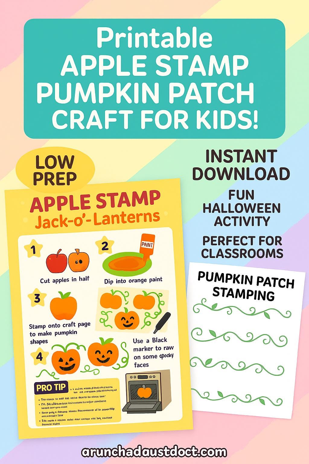 Printable Apple Stamp Pumpkin Patch Craft for Kids | Fun Halloween ...