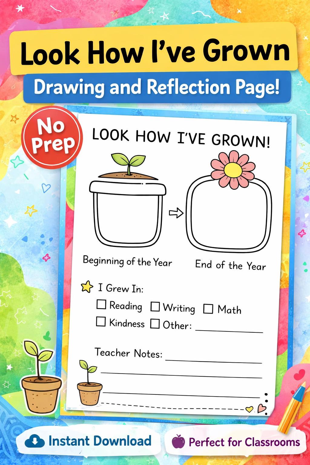 Student Growth Reflection Worksheet | End of Year Activity (digital ...