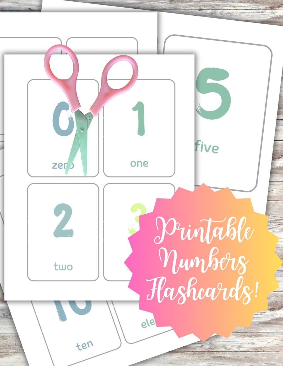 Learning Numbers Flashcards: Printable Toddler Education (digital ...
