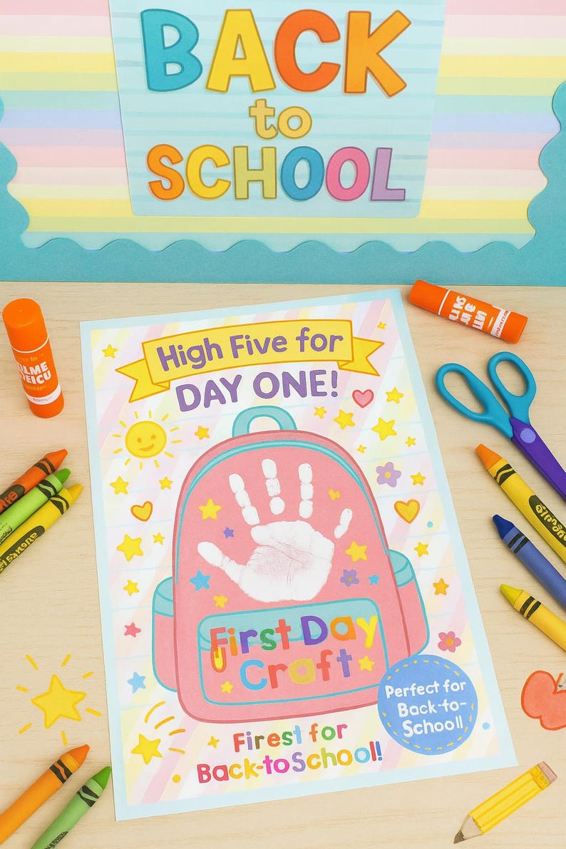 Manualidad con huella de mano del primer día de clases: Recuerdo de ...
